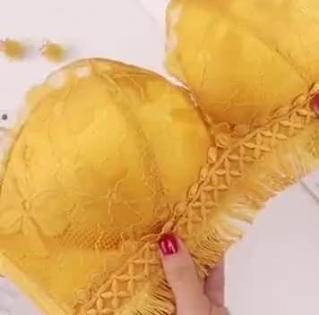 China Sexy Wireless Lace Bra Panties Set Ladies Daily Wearing Push Up Bra And Brief Set With Tassel for sale