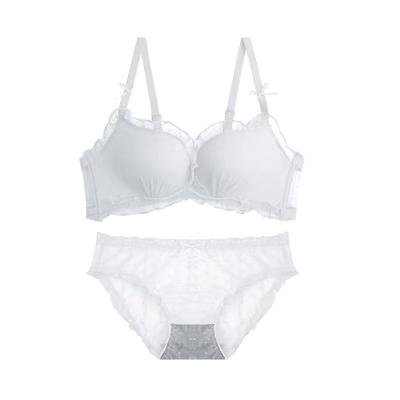 China Sexy lace lingerie for girls with no underwire for comfortable little boob gathering bra set for sale