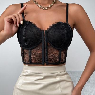 China Hot corset push up bra fancy lace-up bra workout bra padded top for sale