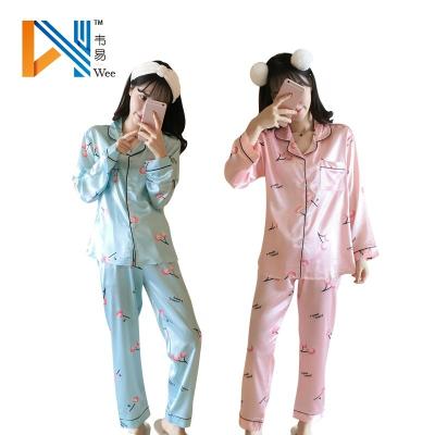 China cardigan lapel simulation silk set pyjamas women sleepwear for sale for sale