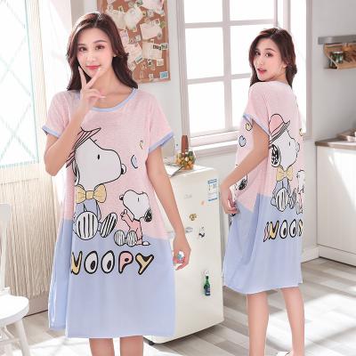 China Summer Plus Size Nightdress Cute Cartoon Printed Sleepwear Dress Ladies Everyday Loungewear Pajama Onesie Womens for sale