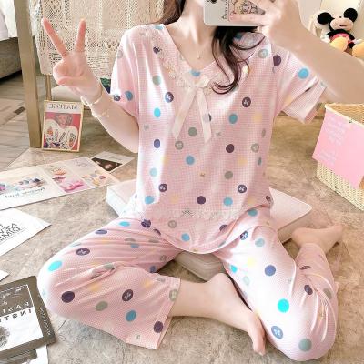 China Sweet printed sleepwear plus size pajamas cartoon ladies nightwear for women set for sale
