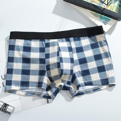China Classic Sexy Plaid Boxer Shorts Men's U Convex Pouch Underpants Homme Panties Underwear Men Boxers Cotton for sale