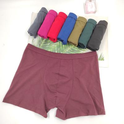 China Middle rise custom solid color shorts boys breathable underwear men boxers cotton for sale
