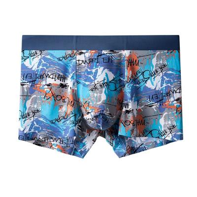 China Floral korean plus size men's shorts print underwear elastic mens silk boxers for sale