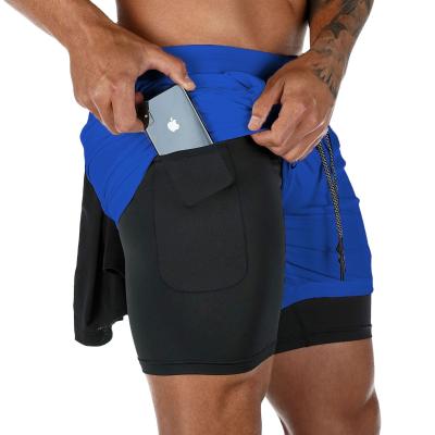 China Muscle men's running shorts Sport leisure outdoor loose multi pocket double layer fitness pants for sale