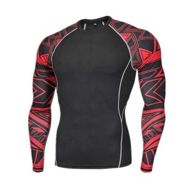 China Tight printed stretch mens sports wear gym wear fitness black sports tshirt for men for sale