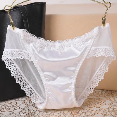 China New ice silk lace seamless underwear panties sexy transparent woman wearing panties for sale