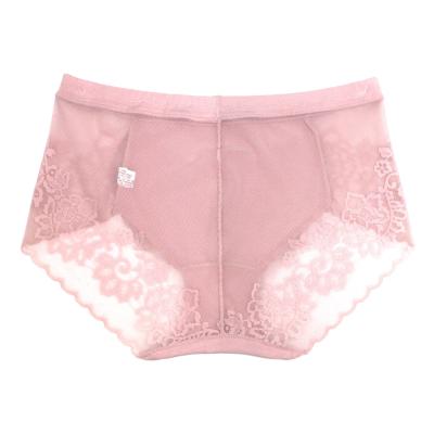 China Mid-waist underwear transparent briefs breathable hollow underwear lace panties sexy for ladies for sale