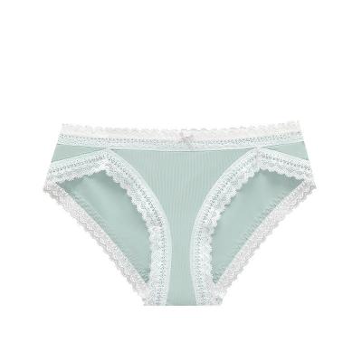 China New underwear female pure desire small sexy lace edge breathable ice silk nylon thin low waist ladies briefs for sale