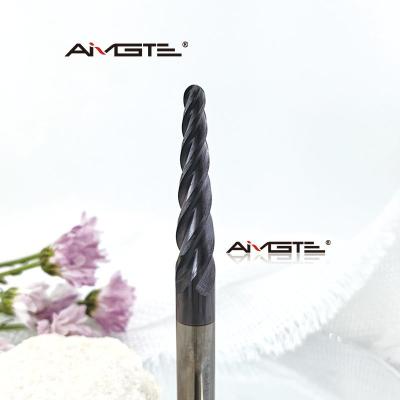 China 4 6 8mm Carbide Spiral Tapered Ball Nose End Mill Router Bit Woodworking CNC 3D Carving for sale