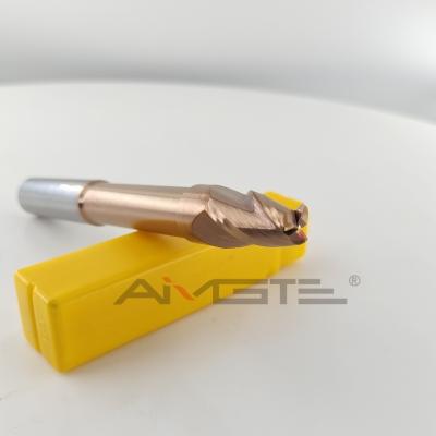 Cina 3 Flute Copper Coated Carbide End Mill Resistente all'ossidazione per la lavorazione ad alta velocità in vendita