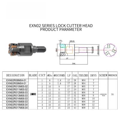 China EXN02R Double Side Hardening Fast Feed Locking Teeth Milling Head LNMU0202 Blade Carbide Material Fast Feed Milling Rod for sale