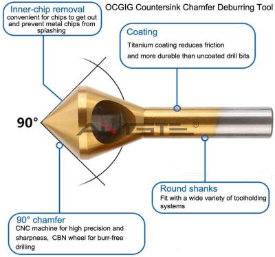 China HSS Slanting Hole Countersink Drill Bit Deburring with Rounded Oblique Hole and Inner Hole for sale
