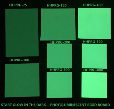 China Glow in the dark rigid board Photoluminescent rigid PVC sheet HHPRG-series used in safety sign for sale
