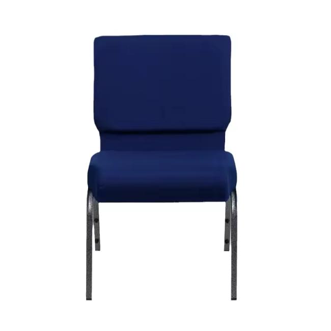 Side view of church chair with book rack feature