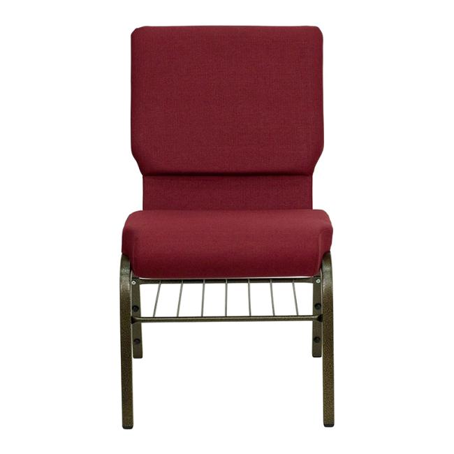 Close-up of metal chair frame and padding