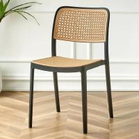 China Home Plastic Rattan Dining Chairs Stackable Plastic Dining Room Chairs for sale
