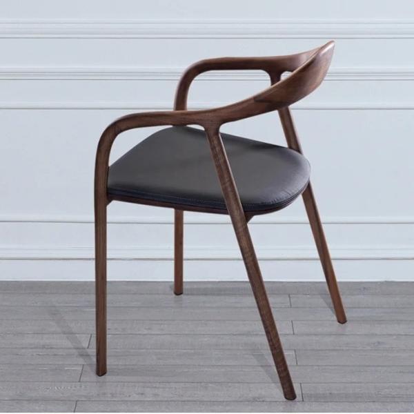 Quality Ash Solid Wood Dining Chairs Dark Wood Dining Chairs With Leather Fabric Cushion for sale