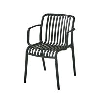 China Red Plastic Garden Dining Chairs Nordic Stackable Black Plastic Armchair for sale