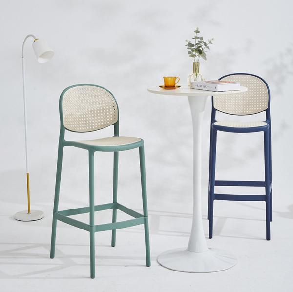 Quality Home Balcony Rattan Bar Stool Chair Green Rattan Counter Stools Customized for sale