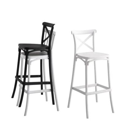 China PP Plastic Outdoor Bar Stools X Cross Back Stackable Polypropylene Bar Stools for sale