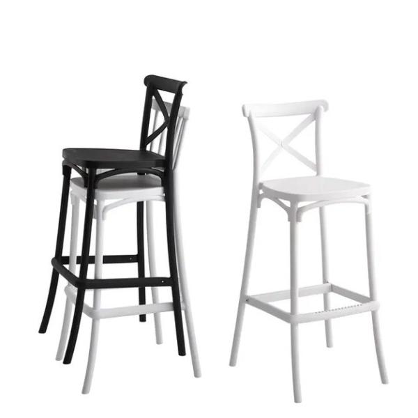 Quality PP Plastic Outdoor Bar Stools X Cross Back Stackable Polypropylene Bar Stools for sale