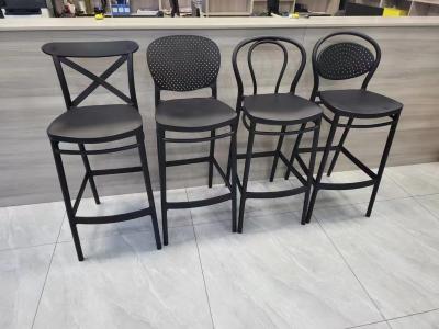 China PP Plastic Outdoor Bar Stools X Cross Back Stackable Polypropylene Bar Stools for sale
