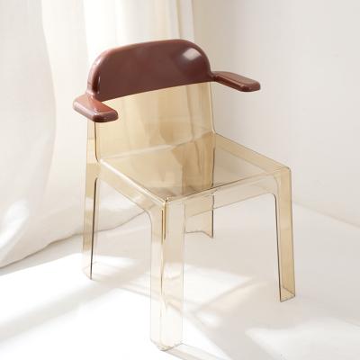 China Acrylic Transparent Plastic Dining Chairs Clear Plastic Kitchen Chairs With Armrest for sale