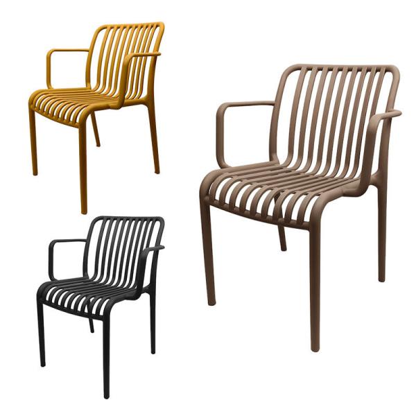 Quality Retro Plastic Patio Dining Chairs Stackable Bistro Armchair High Back for sale