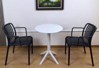 China Retro Plastic Patio Dining Chairs Stackable Bistro Armchair High Back for sale