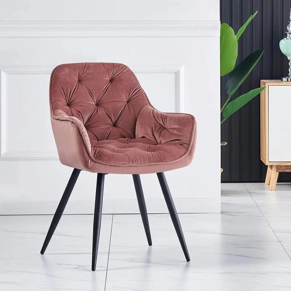 Soft Velvet Upholstered Dining Chairs Contemporary Nordic Padded Dining Chairs