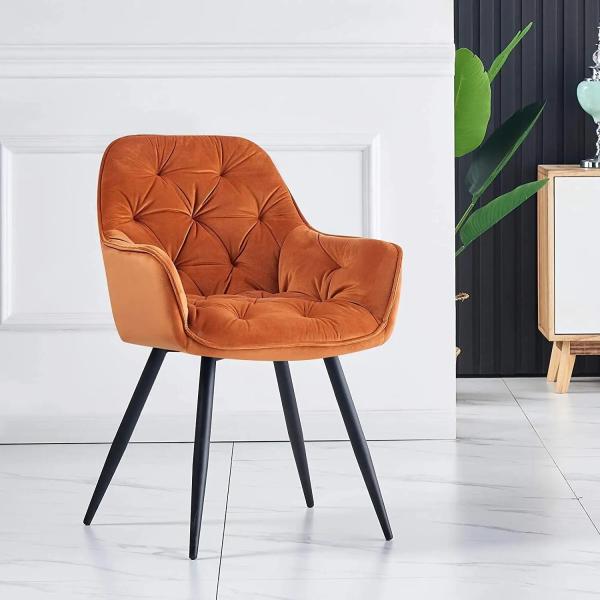 Soft Velvet Upholstered Dining Chairs Contemporary Nordic Padded Dining Chairs