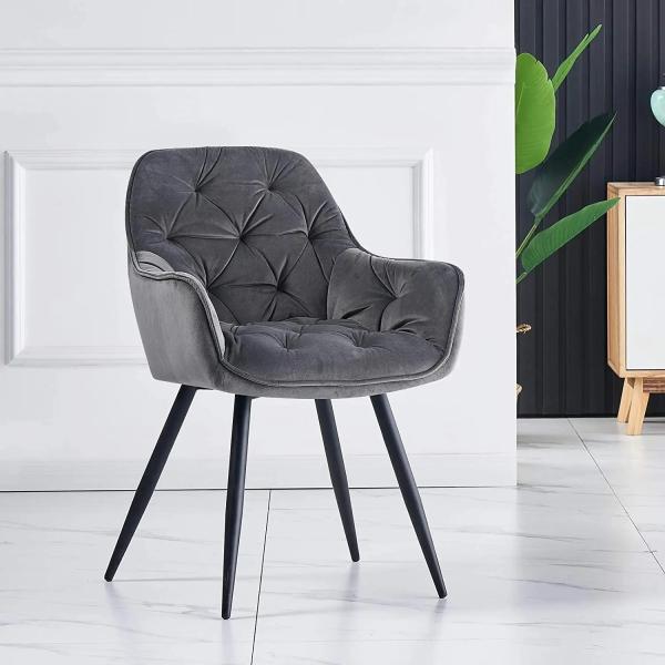 Soft Velvet Upholstered Dining Chairs Contemporary Nordic Padded Dining Chairs