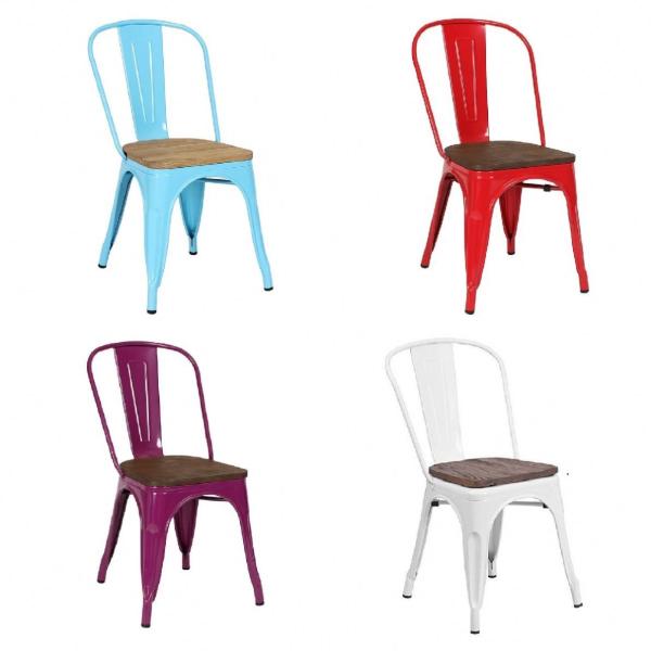 Quality Red Blue Stackable Metal Outdoor Dining Chairs Antique Iron for sale