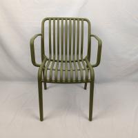 China Retro Plastic Patio Dining Chairs Stackable Bistro Armchair High Back for sale