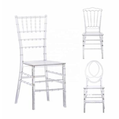 Cina PC / PP Plastico Noleggio trasparente Cristallo Napoleone Acrilico Sposo Chiaro Chiavari Hotel Banchetto Sedie in vendita
