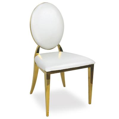 Cina Design di lusso Schienale rotondo Festa Esterno Interno Matrimonio Evento Banchetto Oro Sedie con schienale a O Cuscino Seduta Sedie da pranzo per hotel in vendita