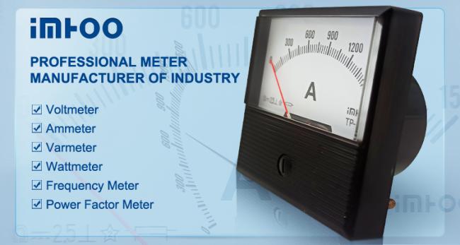 Analog panel meter front view showing clear dial and professional design