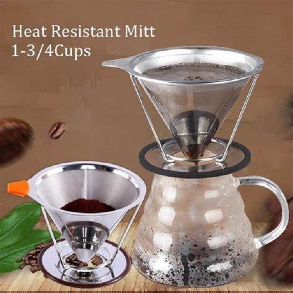 Amazon Metal Mesh Strainer Reusable Stainless Steel Coffee Maker Stand Lid Pour Over Filter Coffee Dripper