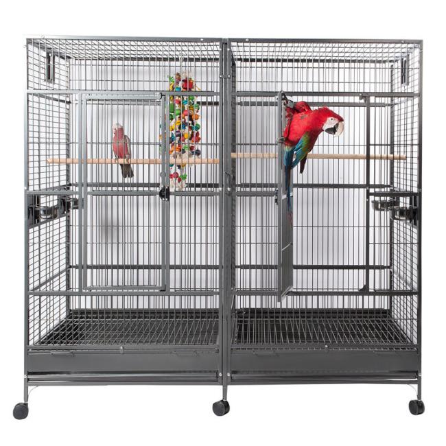 Detachable Electroplating Stainless Steel Large Bird Cages with Stand for Parrots