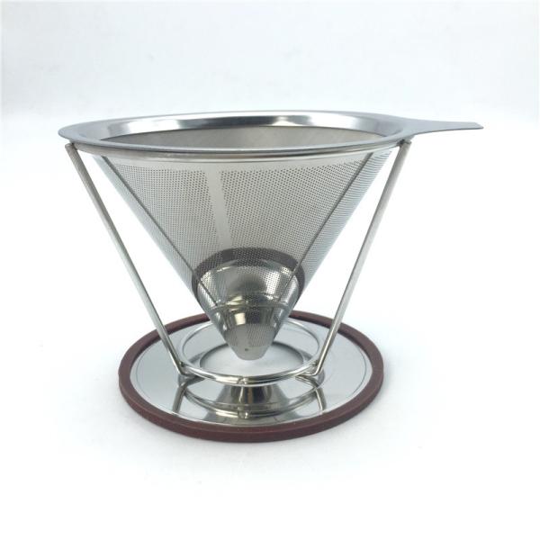Quality Reusable Paperless Pour Over Drip Stainless Steel Metal Cone Coffee Filter for sale