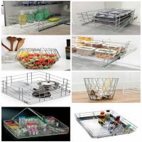 China Stainless Steel 304 Kitchen Wire Storage Dish Drawer Basket Pull Out Spice Rack 60x60mm for sale