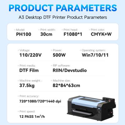 China A3 Size Full-Automatic DTF Printer with High Quality Pet Film Transfer and 1 Year Warranty for sale