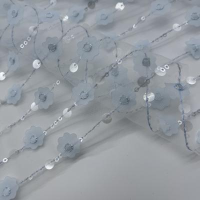 Cina Stoffa ricamata scintillante 100% poliestere colore blu buono per abito estivo in vendita