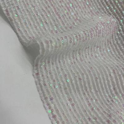 Cina Sequins Mesh Embroidery Fabric 100% Polyester Shiny Color For Sequin Skirts in vendita
