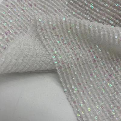 Cina Sequins Mesh Embroidery Fabric 100% Polyester Shiny Color For Sequin Skirts in vendita