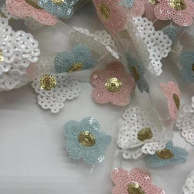 Cina Tissu ricamato con disegni floreali100% poliestere per gonne da sequin in vendita