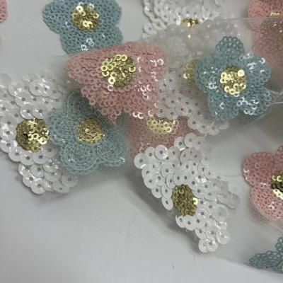 Cina Tissu ricamato con disegni floreali100% poliestere per gonne da sequin in vendita