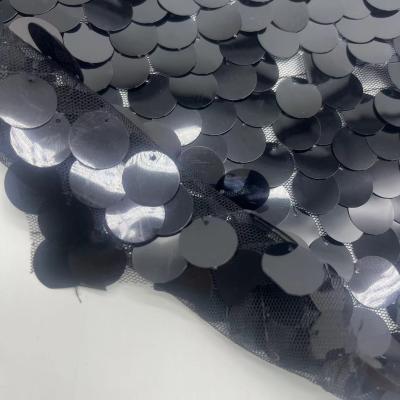 Cina 100% poliestere grande nero sequine tessuto ricamato in abito da festa femminile in vendita